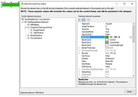 accessing and customizing elements ui for winforms documentation