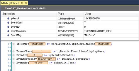 twincat database server codes