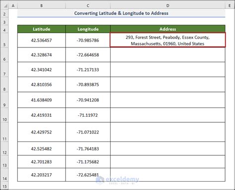 how to convert latitude and longitude to address in excel
