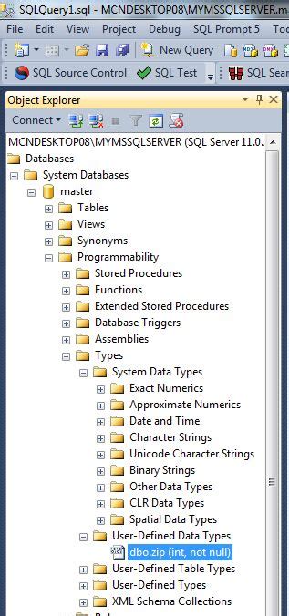 creating a user defined type using visually or programmatically in sql