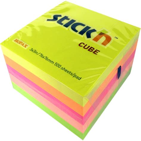 Stickn Notas Adhesivas 3x3 Cubo Neón X 500 Hojas Paperstop