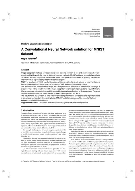 pdf a convolutional neural network solution for mnist