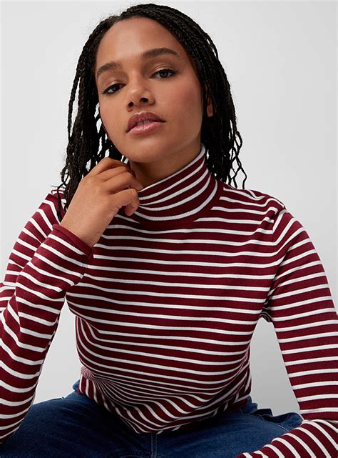 Striped Straight Fit Turtleneck Sweater Twik Simons