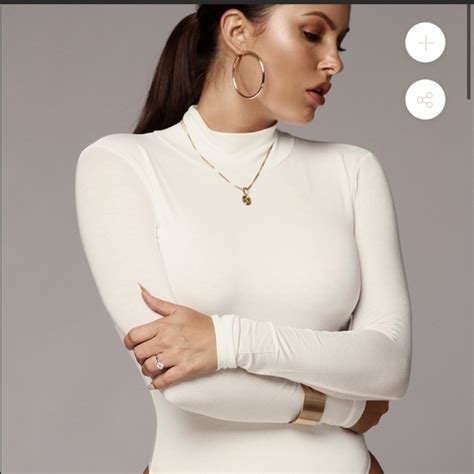 Jluxlabel Tops Nwt Jluxlabel Ivory Luna Mock Neck Bodysuit Top