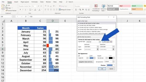 try out data bars in excel for clear graphical data representation