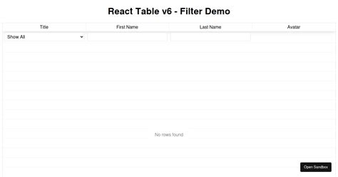 react table filter demo codesandbox