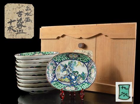 Yahoo オークション 【雲】某収集家放出品 九谷 色絵花唐草山水絵付