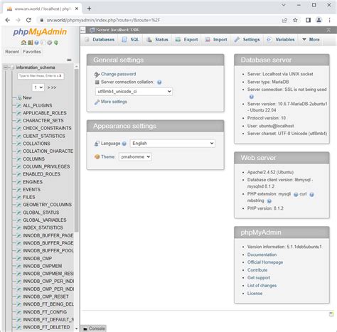 ubuntu 22 04 lts mariadb install phpmyadmin server world