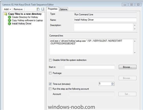 sccm task command line task sequence failing lenovo