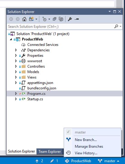 create a git repository and new project sametime in visual