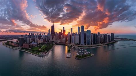 Premium Photo Downtown City View Of Chicago Skyline Panorama Over