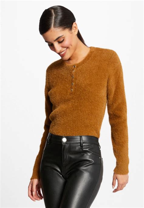 Morgan Long Sleeved With Round Neck Pullover Brown Marron Zalando Fr