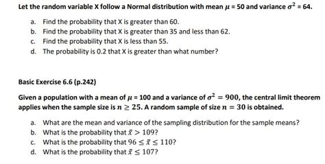 solved let the random variable x follow a normal distribu