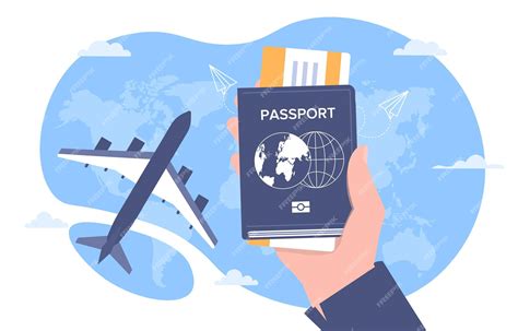Premium Vector Plane Ticket With Passport Vector Concept