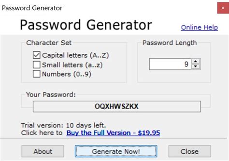 8 to 15 alphanumeric characters of password