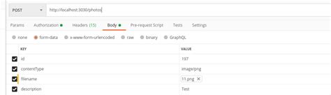 javascript feathers js upload file using raw json in postman stack