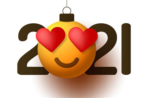Bonne Année 2021 Avec Émotion Sourire Coeur Illustration De Vecteur