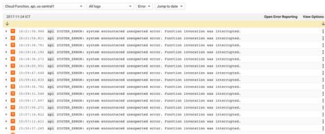 system error system encountered unexpected error function invocation