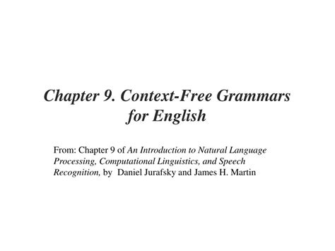 Ppt Chapter 9 Context Free Grammars For English Powerpoint