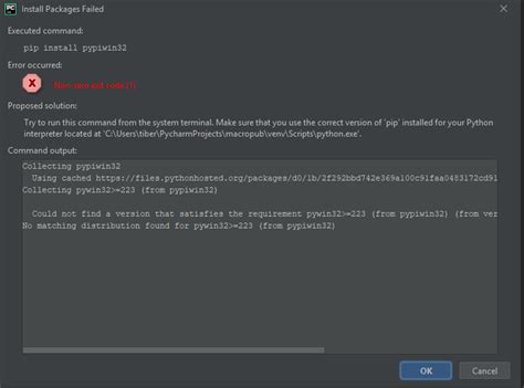 win32api module install error non zero exit code 1 ides support