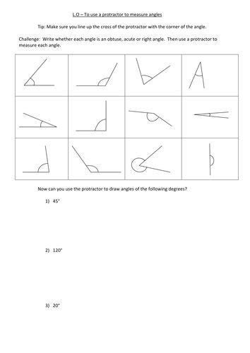 Determining Angles With Protractors Worksheet