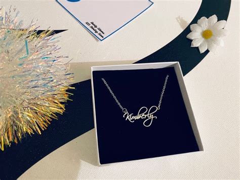 Sterling Silver Name Necklace Custom Script Letter Necklace