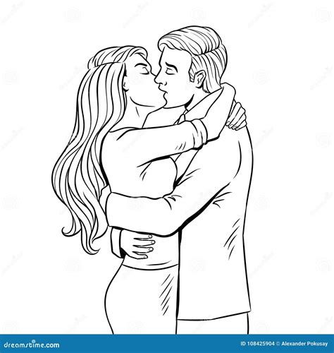 Baisers Du Vecteur De Livre De Coloriage De Couples Illustration De