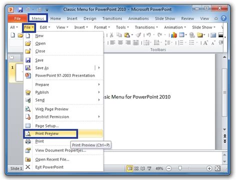 where is print preview in microsoft powerpoint 2007 2010 2013 2016