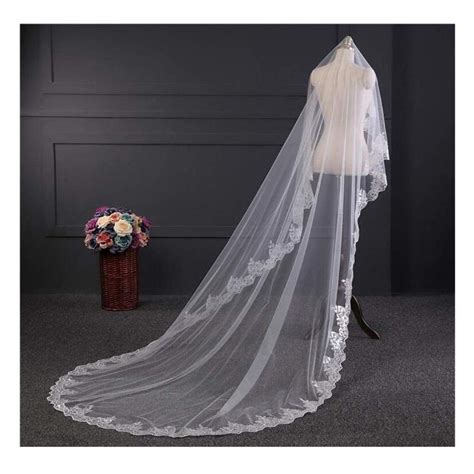 Hhveil Borde De Encaje Velos De Novia 3 Metros Marfil Blanco Catedral