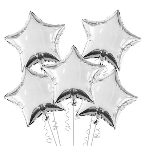 Party Propz 5pcs 18 Inch Silver Star Air Filled Foil Balloons For