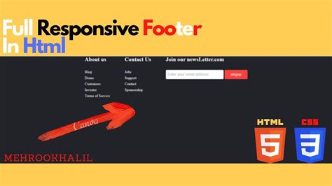 how to make responsive footer in html and css youtube