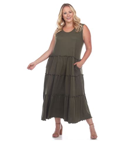 Sleeveless Tiered Smock Midi Plus Size Dress White Rebelsmarket