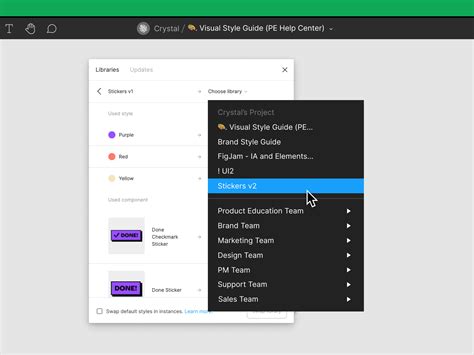swap style and component libraries figma help center