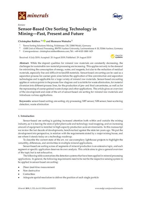 pdf sensor based ore sorting technology in mining tomra