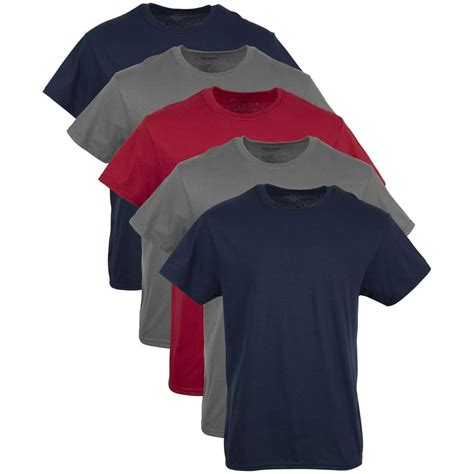 Gildan Gildan Mens Crew T Shirt Multipack Medium Navy Charcoal Red