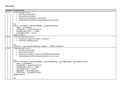 ocr a level computer science oop exam questions teaching resources