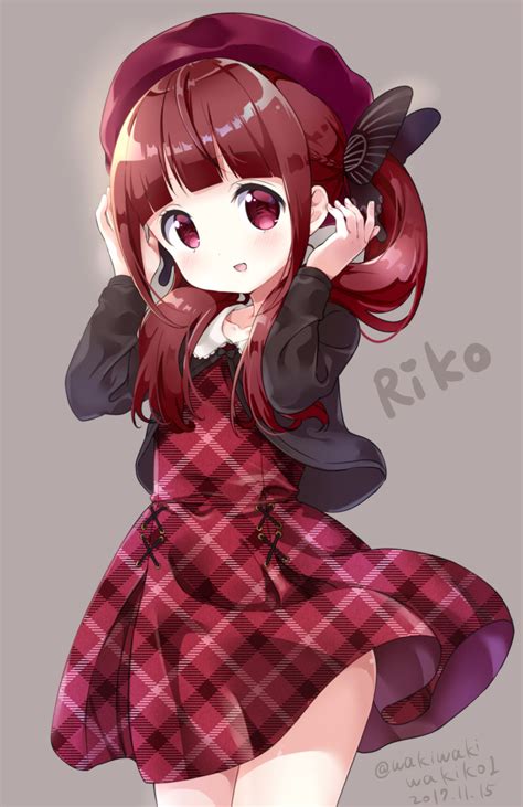 Safebooru 1girl D Absurdres Arms Up Bangs Beret Black Bow Black