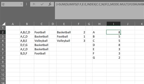 excel sum values based on values in another column and mapped values