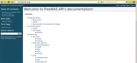 26 using the freenas® api — freenas user guide 9 3 table