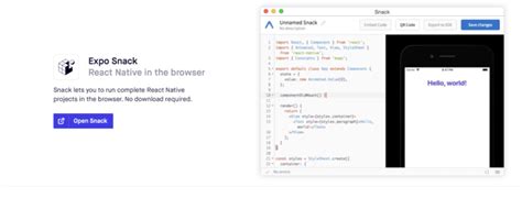 react native first project using expo snack zone of