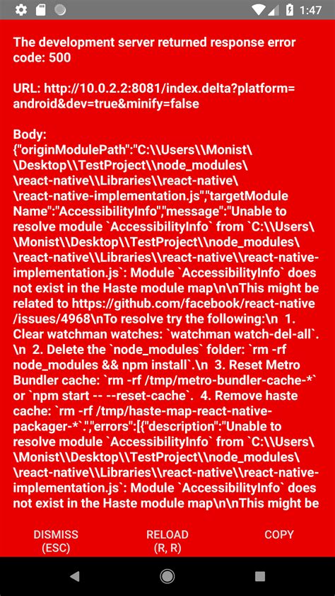 node js react native project does not run stack overflow