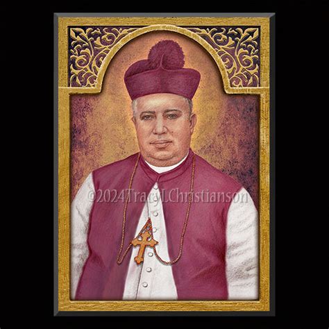 St Rafael Guizar Y Valencia Plaque And Holy Card T Set Portraits Of