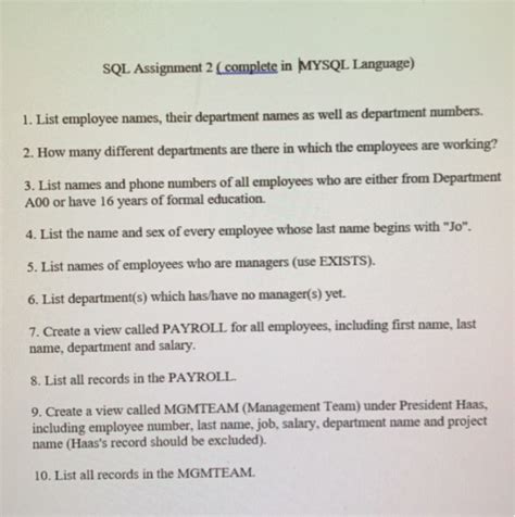 solved sql assignment 2 due march 24 2019 1 list emplo