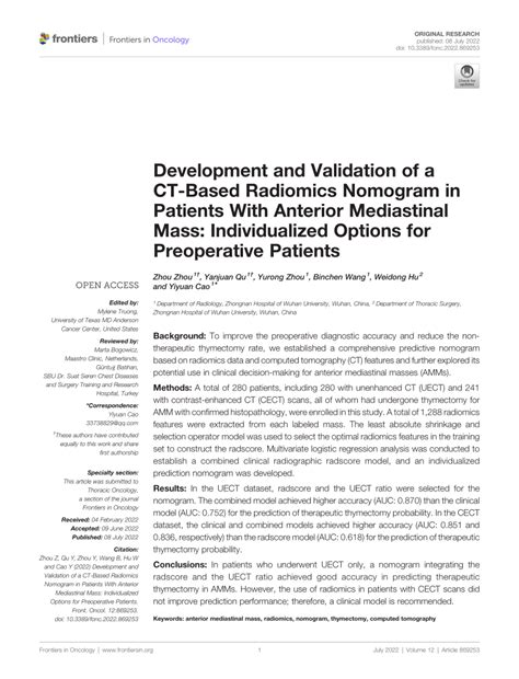 Pdf Development And Validation Of A Ct Based Radiomics Nomogram In