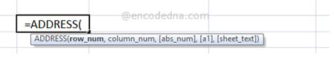 get cell numbers of specific texts in excel using address function