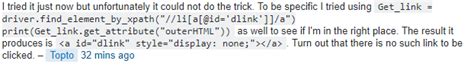 python can t trigger a click on a certain link using selenium stack