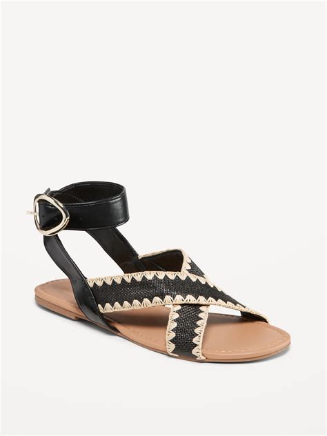 Faux Leather Cross Strap Buckle Sandals Old Navy