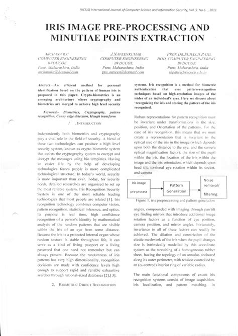 pdf iris image pre processing and minuatiae points extraction