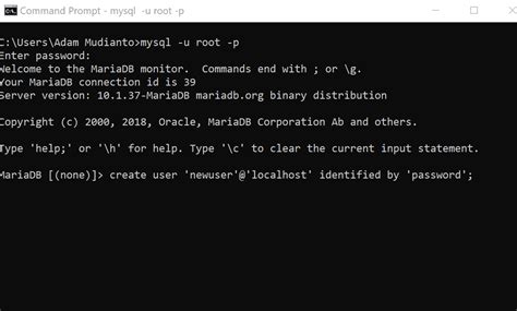 create mysql user using command line