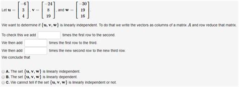 solved 30 19 16 we want to determine if [u v w} is